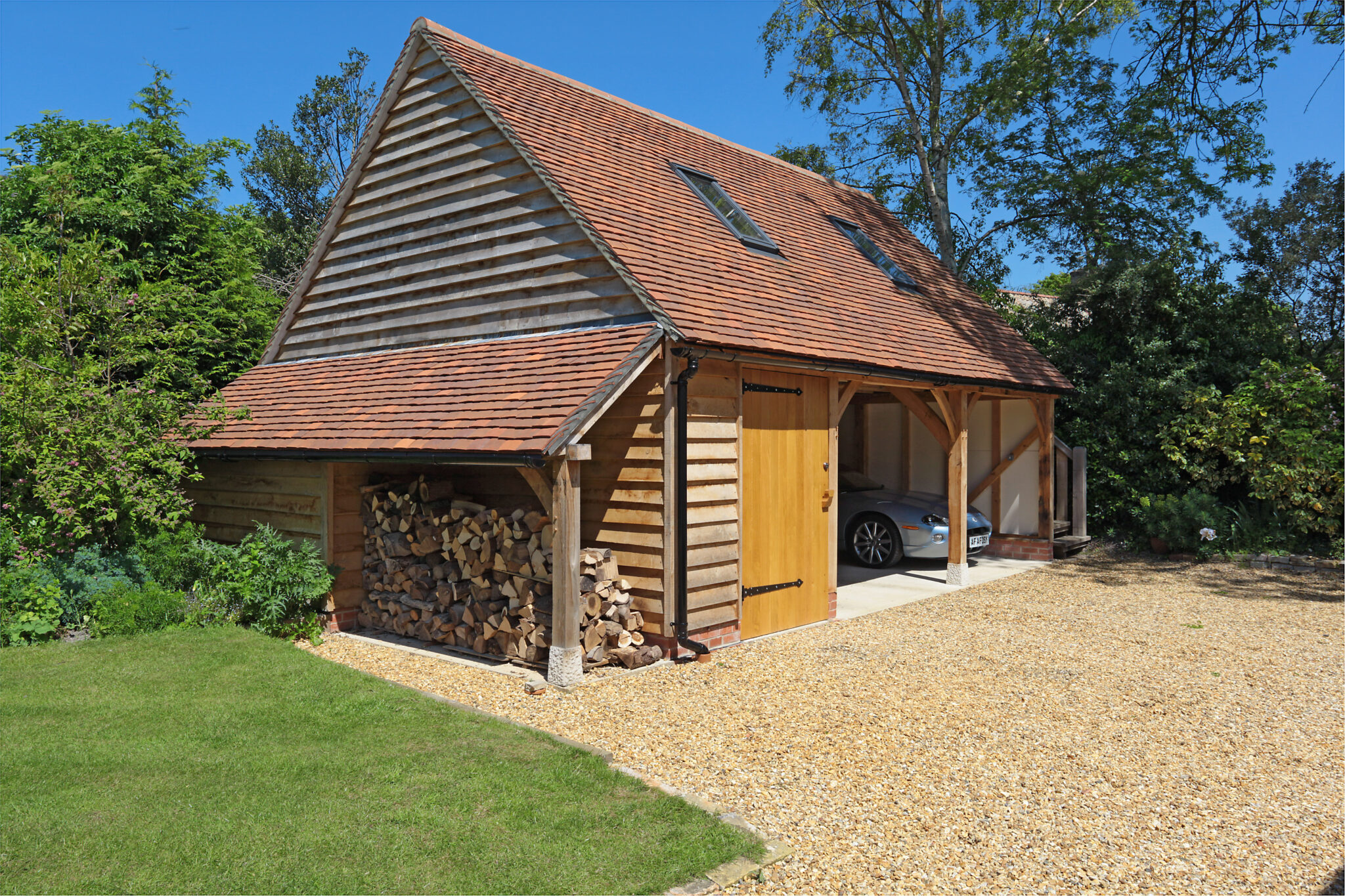 Three Bay Garage with Room Above Gallery - Oak Frames Direct