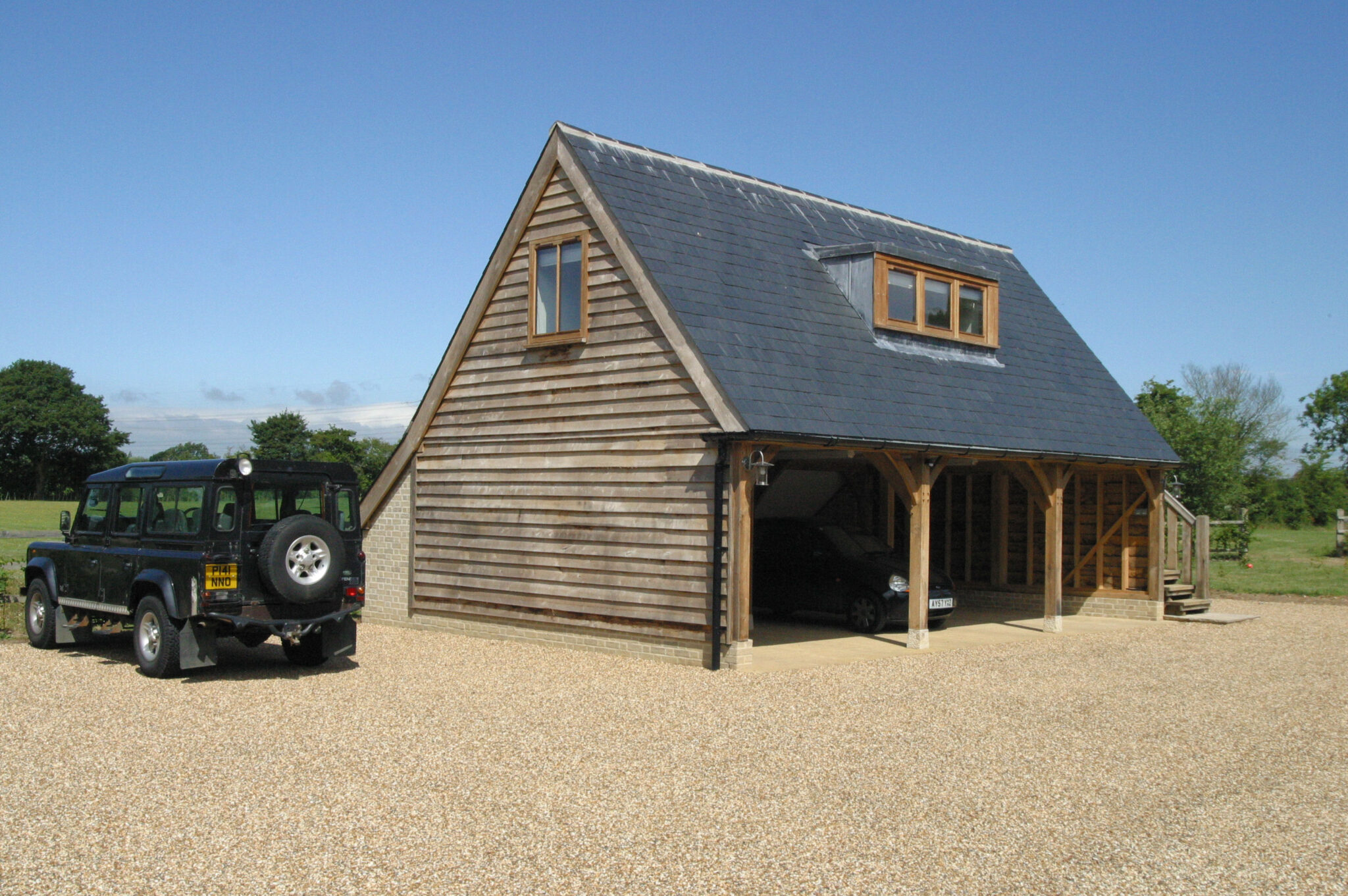 Three Bay Garage with Room Above Gallery - Oak Frames Direct